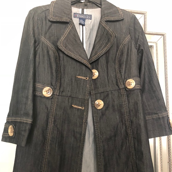 Baccini | Jackets & Coats | Baccini Denim Jacket With 34 Sleeves Bold ...